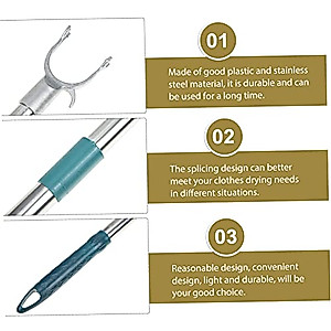 Cabilock 5pcs Stitching Clothes Rail Clothing Racks for Home Drying Rack Clothing Outdoor Sun Blocking Curtains Outdoor Clothes Line Telescopic Clothing Hook Pole Reach Plastic Dark Green