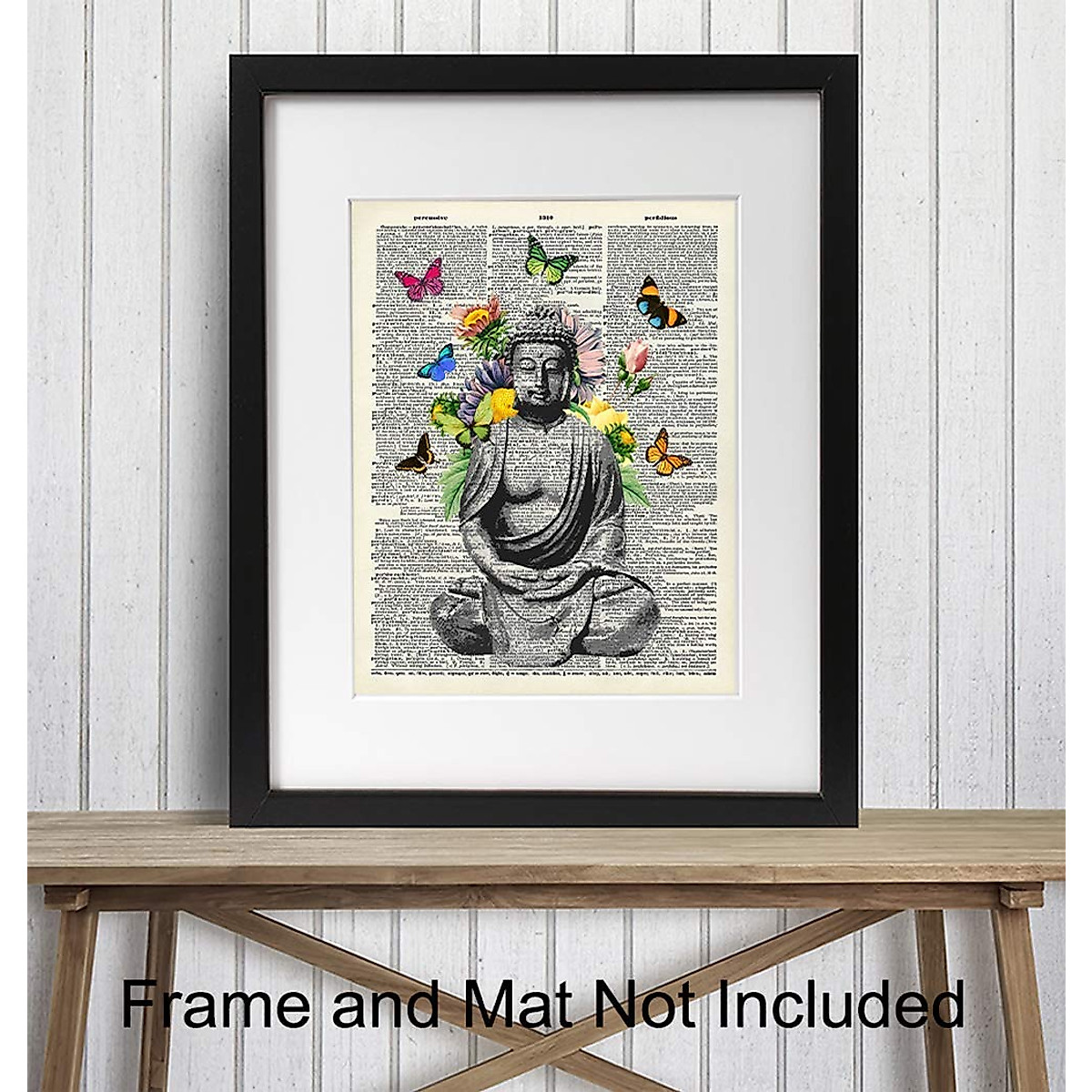 Butterfly Buddha Dictionary Wall Art Print - 8x10 Photo, Home Decor, Meditation Room or Yoga Studio Decoration - Unique Zen Gift - Unframed Poster Picture
