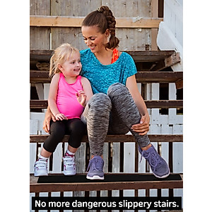 8”x30” Stair Treads Non-Slip Outdoor Tape – (10-Pack) Black Anti-Slip Strips