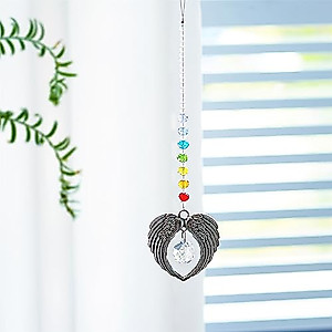 H&D HYALINE & DORA Crystal Angel Wing Pendant with Crystal Ball Hangings Suncatcher for Home Window Decor