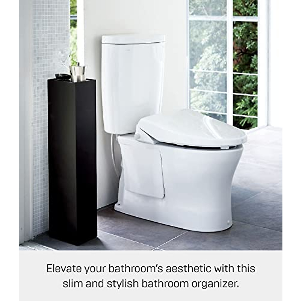 Yamazaki Home Organizer Steel | Toilet Paper Stocker, One Size, Black