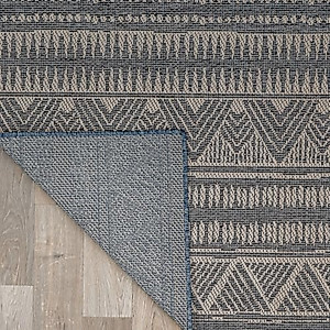 Rugshop Geometric Bohemian Indoor Outdoor Rug – Bohemian Area Rug/Outdoor Rug Deck Rugs, Non-Shedding Balcony Rugs, Boho Patio Rug, 7'10" x 10' Blue