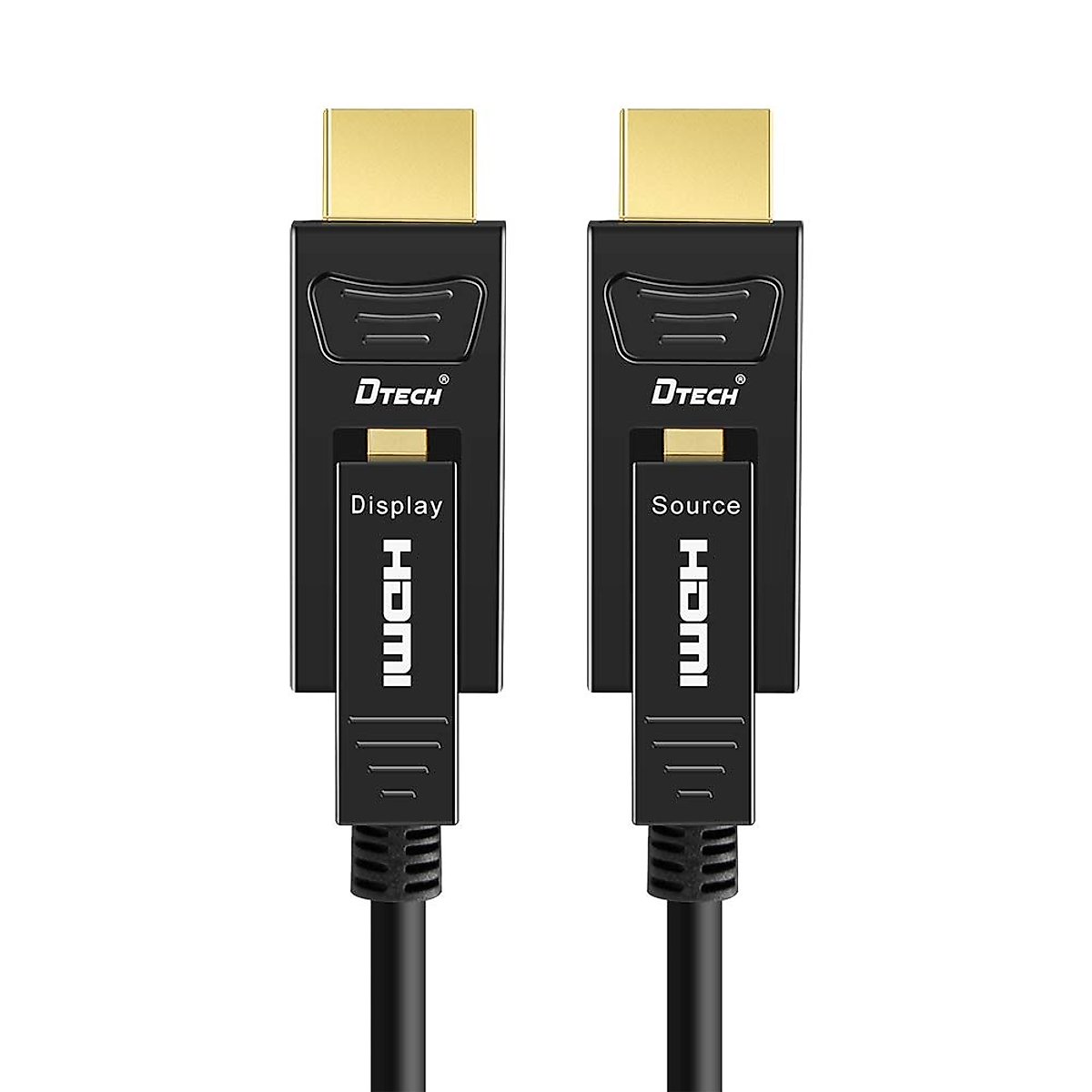 DTech Fiber Optic HDMI Cable 50 Feet 4K 60Hz 444 Chroma Subsampling 18Gbps High Speed Ultra HD with Dual Connector Micro HDMI and Standard HDMI Cord Compatible with TV Projector Computer Monitor