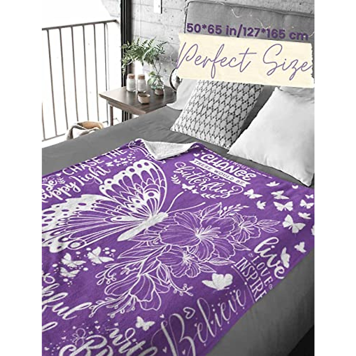 InnoBeta Purple Butterfly Gifts for Butterfly Lovers for Women & Girls, 50"x 65" Flannel Throw Blanket, Perfect for Birthday, Christmas, Mother's Day