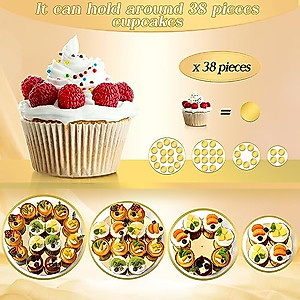 Jinei 4 Tier Gold Mirror Cupcake Stand Round Cupcake Display Holder 4 Tier Cupcake Tray for 38 Cupcakes Acrylic Cake Tower Display Dessert Stand Cup Cake for Wedding Christmas Birthday Party
