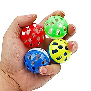 Bekith 120 Pack Plastic Cat Toy Ball with Bell, Kitten Chase Toy Interactive Cat Toys 6 Assorted Color
