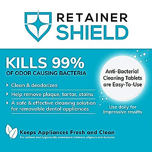Retainer Shield Cleaning Tablets - Keeps Retainers Clean, Fresh, Bright, and Stain-Free - 3 Months Supply for Retainers, Dentures, Invisible Straighteners, Aligners, and Mouth Guards