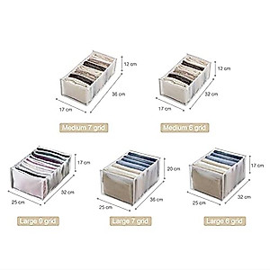 LALEO Wardrobe Clothes Organizer 5pcs Foldable Closet Organizers Portable Storage Baskets Visible Grid Storage Box Washable Storage Containers Clothing Storage Bins for Bedroom