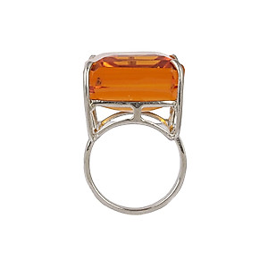 80.00 Ct. Emerald Cut Big Size Yellow Citrine Ring, Party Wear Ring, 925 Sterling Silver Ring