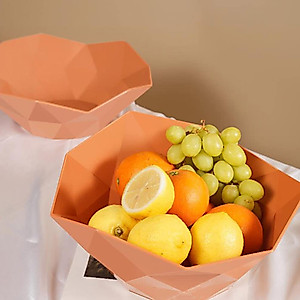 BESTonZON Modern Fruit Basket, European Fruit Bowl, Irregular Fruit Salad Plate Vegetable Snacks Serving Tray Candy Dessert Display Dish for Counters, Kitchen, Countertop, Home Decor, Orange