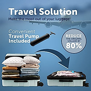 20 Pack Premium Vacuum Sealer Bags - Space Saver Storage Bags for Home and Closet Organization - Vacuum Compression Bags for Comforters, Pillows, Blankets, Bedding, Clothing - Hand Pump for Travel