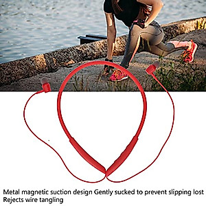 ASHATA Heavy Bass BT Neckband Headphones, Neckband Earphones Wireless, Metal Magnetic Suction Heavy Bass Wireless Running Neckband Earphone for Sports