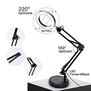 DLLT Dimmable Swing Arm Desk Lamp with Clamp, 68 LED Flexible Architect Work Lamp, 3 Colors 10 Brightness, Adjustable Desk Lamp, Multi-Joint Table Lamp for Study, Office, Computer, Art, Work Lighting