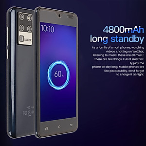 ciciglow 5in Unlocked Phone, 2GB RAM 16GB ROM Cheap Smart Phone, 1920x1080P HD Display, 5MP+8MP Camera, 4800mAh, Face ID, WiFi, BT, FM(Black)