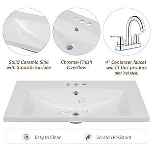 Bellemave 30" Bathroom Vanity with Top Sink, Multi-Functional Bathroom Vanity Set, Bathroom Vanity and Basin Sink Combo with Cabinet and 2 Drawers for Bathroom No Mirror (Grey)