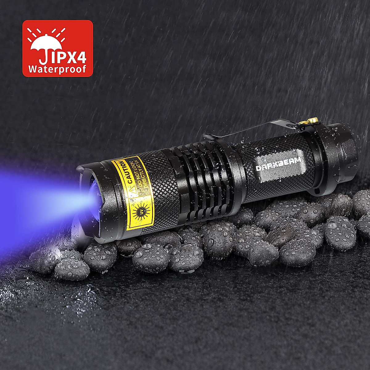 DARKBEAM UV 365nm Light Wood's lamp Blacklight Ultraviolet Flashlight LED Portable Mini Handheld Torch Detector for Dog Urine Pet Stains 370nm Anti-counterfeiting Identification, Resin Curing