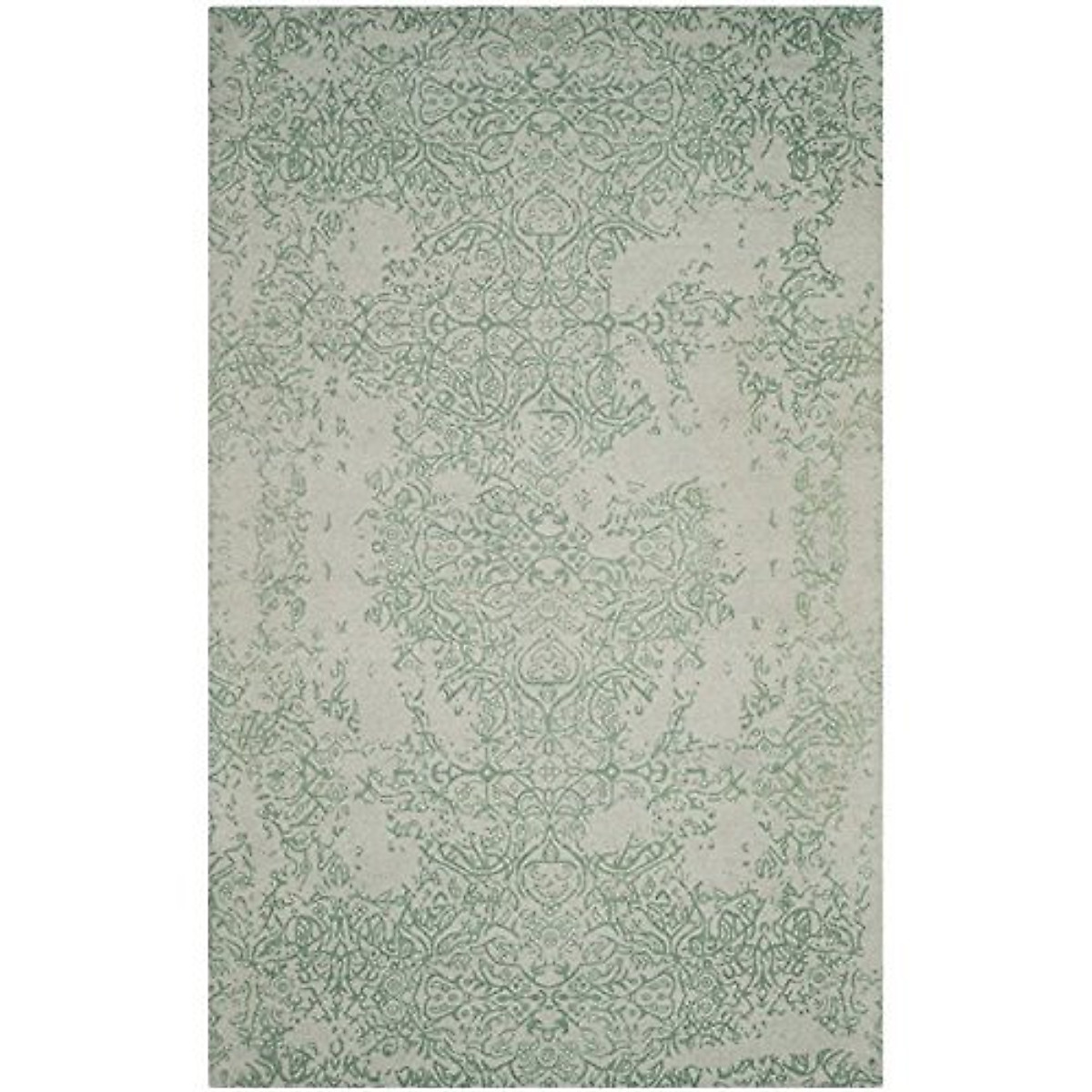SAFAVIEH Restoration Vintage Collection Area Rug - 8' x 10', Grey & Turquoise, Handmade Distressed Wool, Ideal for High Traffic Areas in Living Room, Bedroom (RVT105C)
