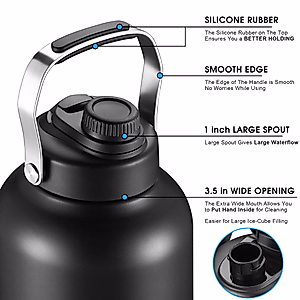 AOZEX 1 Gallon Insulated Water Bottle - Stainless Steel, 128 oz, Perfect for Camping and Sports