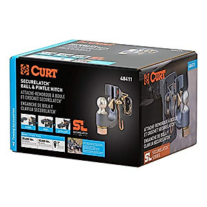 CURT 48411 SecureLatch 2-Inch Ball and Pintle Hitch Hook Combination, 20,000 Pounds, Mount Required