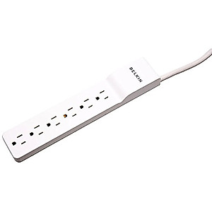 Belkin 6-Outlet Commercial Power Strip Surge Protector with 2.5ft Cord, 555 Joules,White