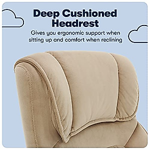 Serta Hannah Executive Microfiber Office Chair with Headrest Pillow, Adjustable Ergonomic with Lumbar Support, Soft Fabric, Plush Beige