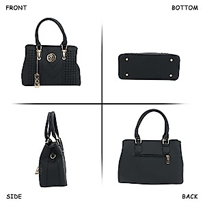 KUANG! Women Top Handle Bag Faux Leather Woven pattern Tote Shoulder Bag Large Handbags