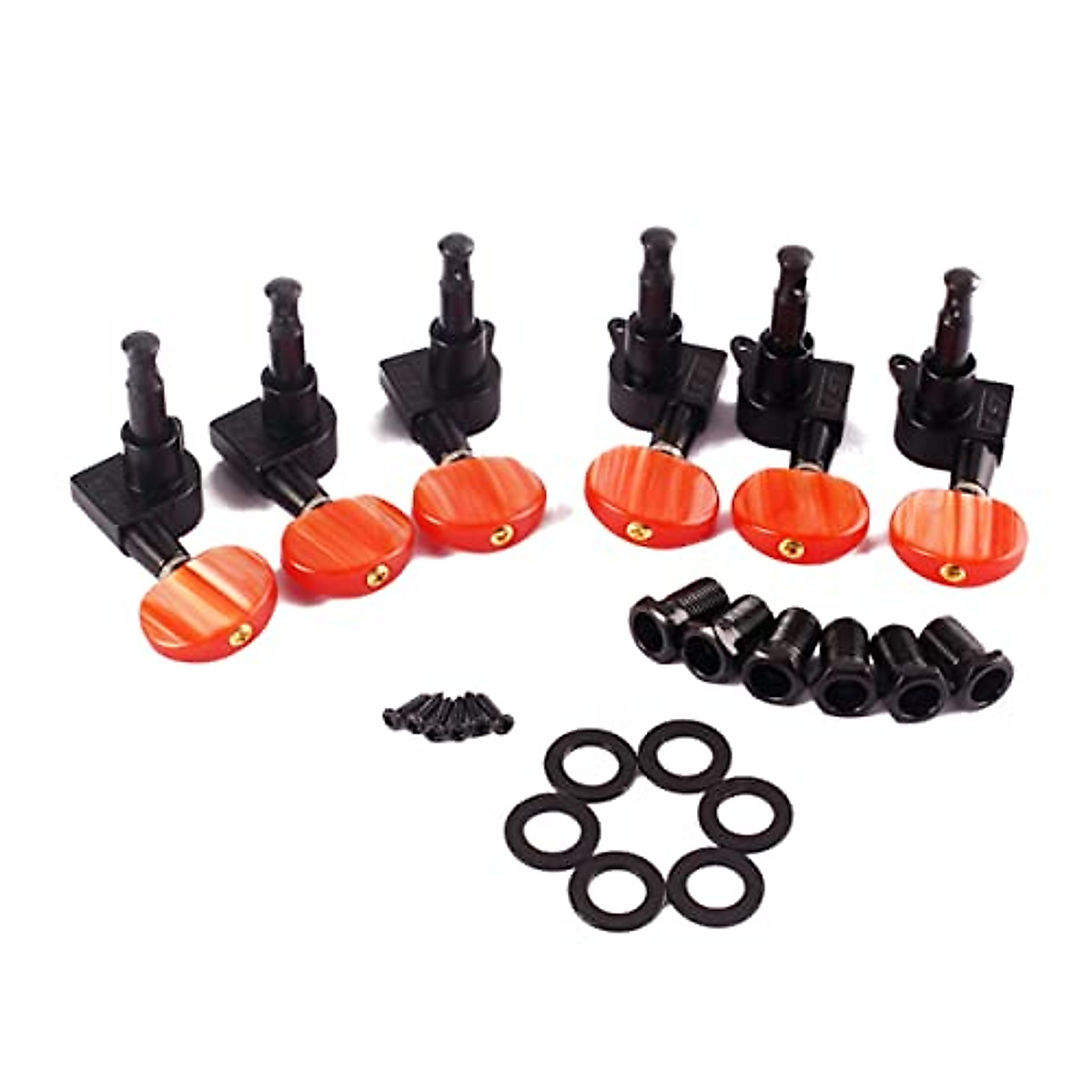 Vaguelly Skull Tuning Pegs Gold Guitar Tuners for Peal Tuning Acoustic Red of Guitar Enclosed Plastic Gold Buttons Lr Head Machine Pegs Tuners Guitar Tuning Peg Heads Rose