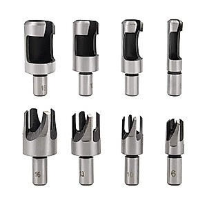 uxcell Wood Plug Cutter Drill Bit Set 1/4” 3/8” 1/2” 5/8” Barrel Cork Tenon Hole Saw Cutting Tool for Woodworking, High Carbon Steel 8in1 Set