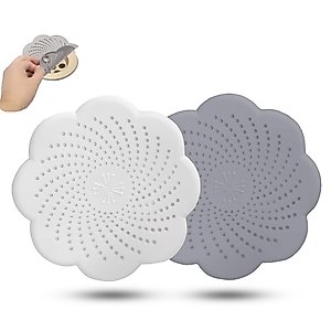 Premium Sink Filter and Shower Drain Cover Hair Catcher - Kitchen Sink Drain Strainer and Bathtub Drain Plug - Pack of 2