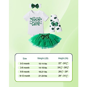 Von kilizo St Patricks Day Baby Girl Outfit Lucky Short Sleeves Romper Tutu Dress Baby Girl St Patricks Day Outfit Baby St Patricks Day Outfit Girl 0-3 Months