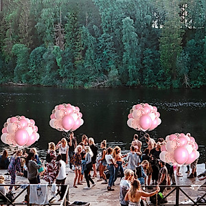 Dandy Decor 60 Pack Pink Balloons + Pink Confetti Balloons + White Balloons w/Ribbon | Light Pink Balloons | Pink Balloon | Pink Latex Balloons | Baby Pink Balloons | Bulk Balloons