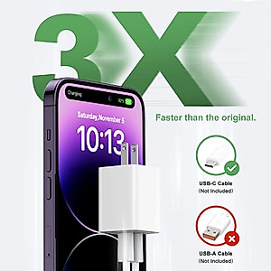 USB C Wall Charger 40W, 2 Pack Dual Port 20W PD 3.0 Type C Fast Charging Block, Durable Compact Power Adapter for iPhone 11/12/13/14 /Pro Max, XS/XR/X, iPad Pro, AirPods Pro, Samsung Galaxy(White)