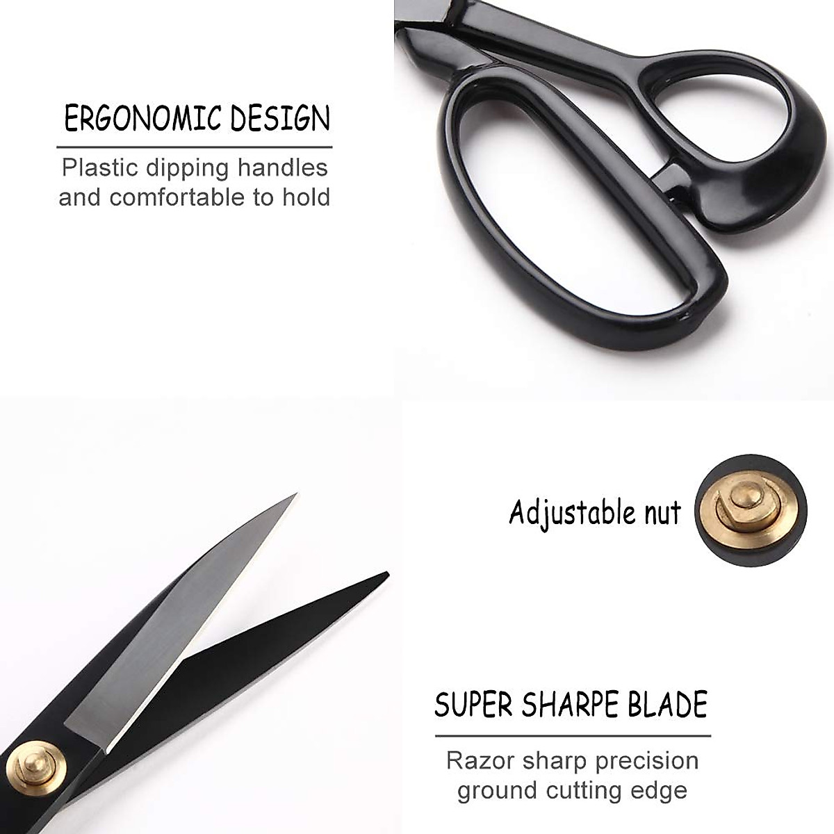 Professional Tailor Scissors 10 inch - Heavy Duty Sewing Fabric Scissors for Leather Cutting Industrial Sharp Shears Home Office Artists Students Tailors Dressmakers