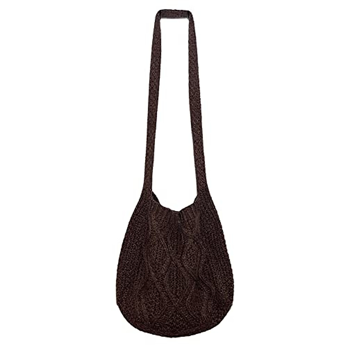 JQWYGB Women's Shoulder Handbag - Crochet Purse Beach Bag Cute Knit Tote Bags Aesthetic Boho Bag for Vacation Travel (Coffee)