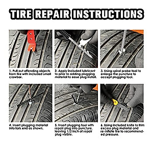 BVRILA Tire Repair Kit, Heavy Duty Tire Plug Kit for Flat Tire Puncture Repair, 10 Pcs Value Pack, Car Emergency Tool Kit fit for Autos, Cars, Motorcycles, Trucks, RVs