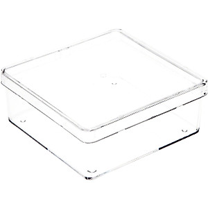 Pioneer Plastics 006C Clear Extra Small Square Plastic Container, 2.875" W x 2.875" D x 1.0625" H, Pack of 12