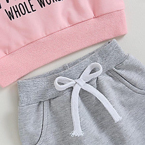 Hnyenmcko Toddler Baby Girl Clothes Long Sleeve Crewneck Letter Print Sweatshirt Top Casual Pants Sets 2Pcs Fall Winter Outfits (B-Pink, 18-24 Months)