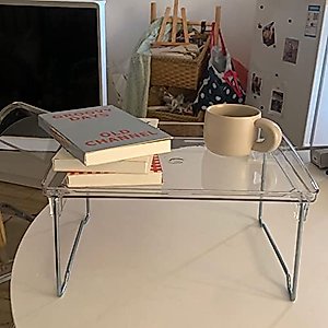 NOTIONSLAND Acrylic Folding Shelf Office Desktop Multi-Layer Transparent Storage Shelf Dormitory Table Double (Double Layer)