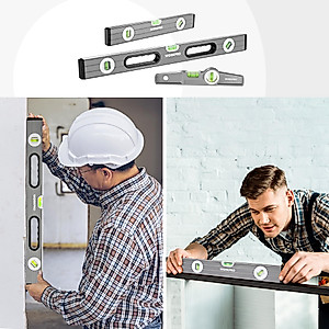 WORKPRO Torpedo Level, 3-Piece Spirit Level Set(9", 16", 24"), Magnetic, Bubbles Measuring, Clear,green
