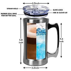 HDMY Stainless Steel Double Walled Mugs 20 oz Metal Coffee & Tea &Wine Cup Mug Insulated Cups with Handles Keep Drinks Cold or Hot Longer（Double）