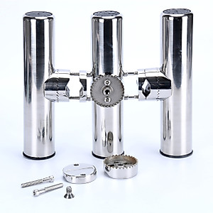 Amarine Made 4Pcs Marine Grade Stainless Steel Rail Mounted Clamp on Fishing Rod Holder for Rails 1" to 1-1/4"