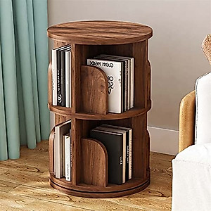 Bookcases Creativity Corner Shelf Bookshelf Solid Wood Revolving Floor Standing Children Living Room 360 Degree Rotating Storage HAOHAOMAI, Brown, 39x99cm