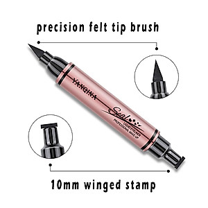 Jumbo Dual Ended Eyeliner, High-Capacity Liquid Black Winged Cat Eye Stamp & Liner Pen, Waterproof Makeup Tool for Women