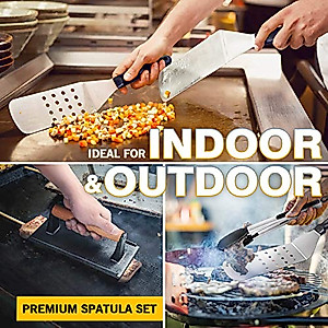 Aormos Griddle Accessories for Blackstone,28 PCS Flat Top Grill Spatula Sets,12 Inch Visible Basting Cover Cheese Melting Dome,Cast Iron Burger Bacon Press for Indoor,Outdoor,Camping or Cooking