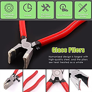 Keadic Glass Cutting Tool Set Contains Glass Running Pliers, 2mm-20mm Oil Feed Carbide Tip with 3 Bonus Blades, Calibrated Portable Circular Glass Cutter for Mirrors Windows Mosaic Stained Glass