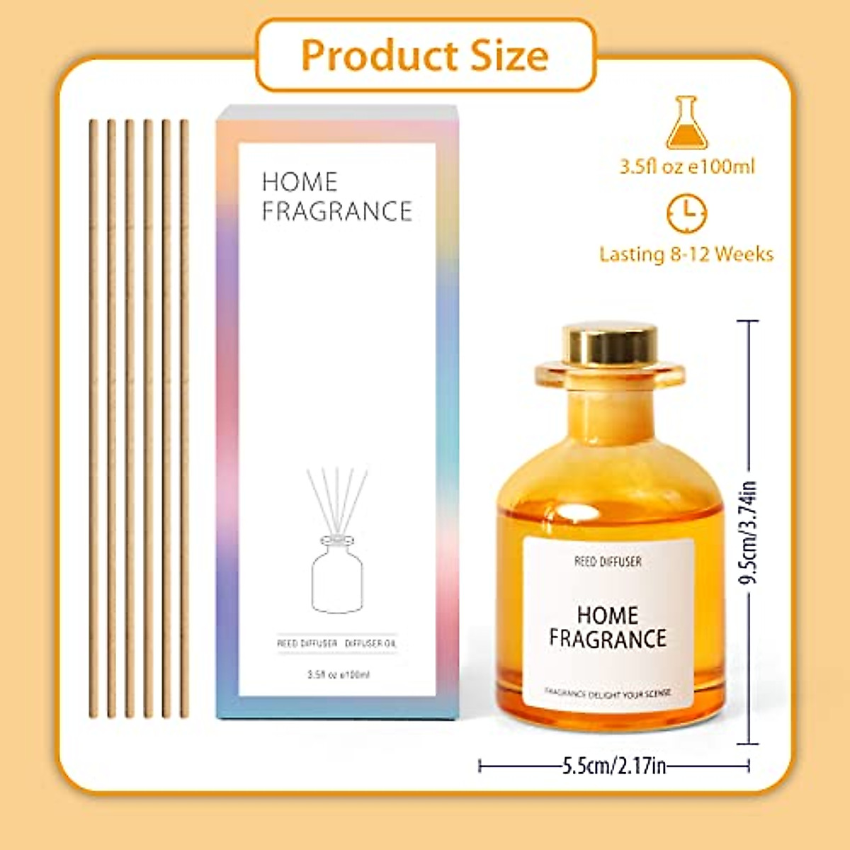 Reed Diffuser, Reed Diffuser Oil, Oil Diffuser with 6 Reed Sticks, Reed Diffuser Set, Scent Diffuser, Diffuser Oil, Home Fragrance Products Lemon soda 3.4oz