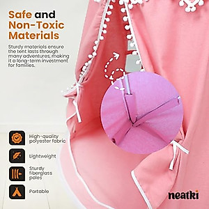 Neatki 43" x 43" x 51" Kids' Indoor Playhouse with Mat, Collapsible and Portable Princess Castle Tent, Ideal for Room Furniture (Pink)