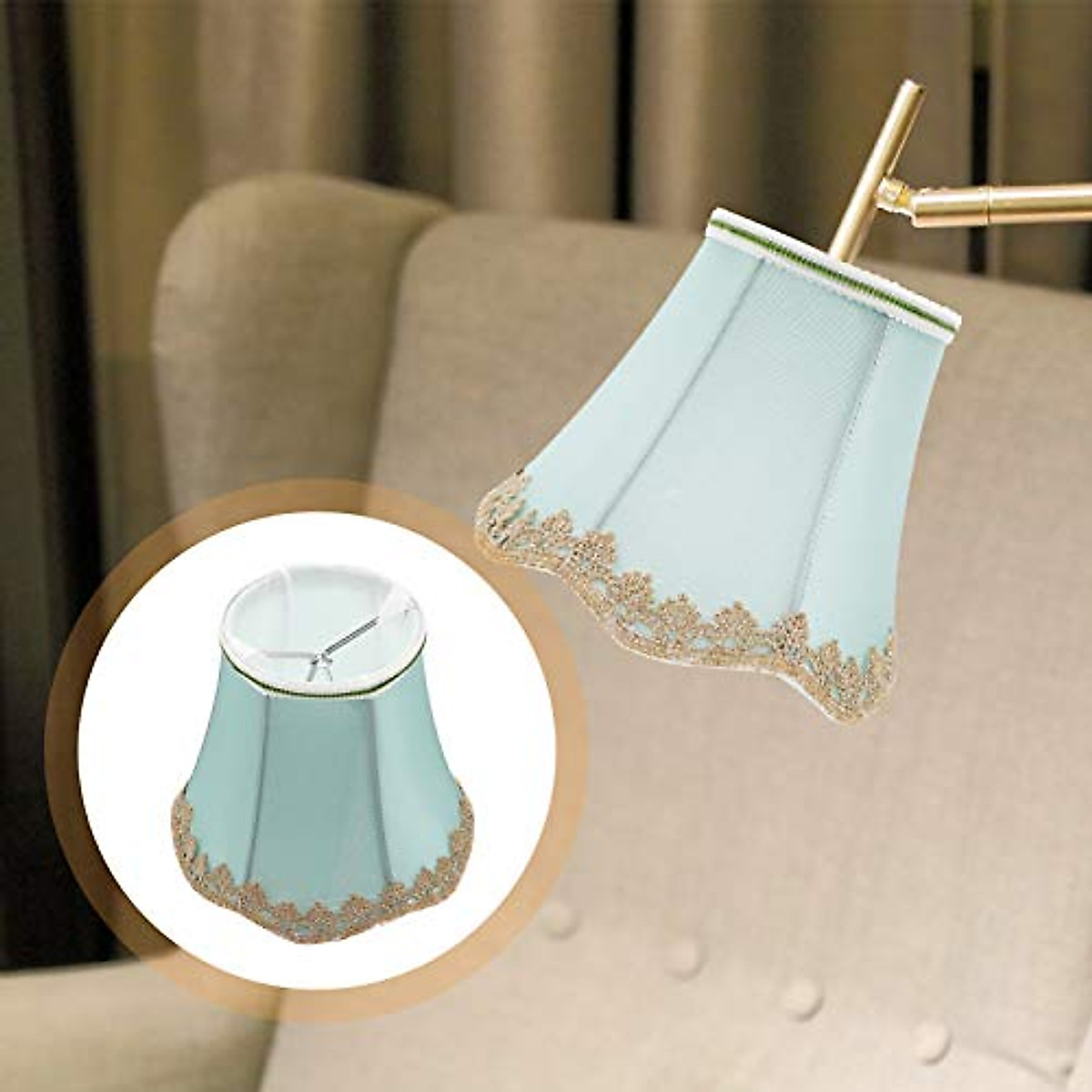 Uonlytech Green Fabric Lamp Shade Burlap Clip On Chandelier Lamp Shades Linen Lampshade for Table Chandelier Wall Lamp Living Room Bedroom, Small