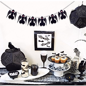 VAVAYAO Halloween Bachelorette Party Vampire Banners,Halloween Themed, Witch Banner Decorations, Enchanting Brides Halloween Bachelorette Party Vampire Banners, Vampires with Wings and Fangs.