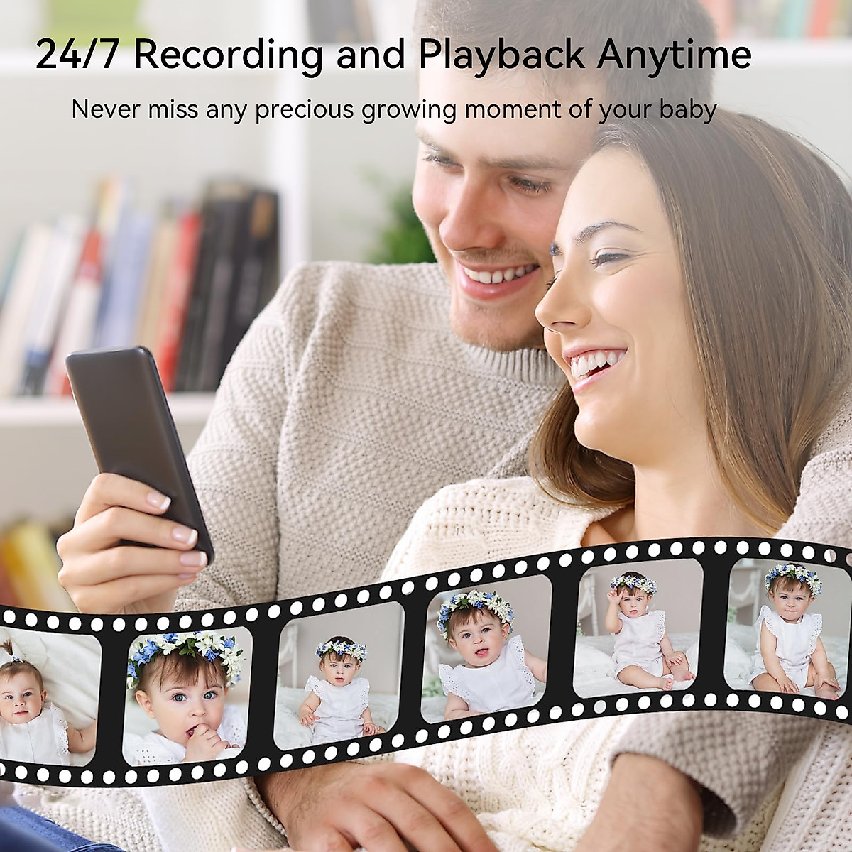 Hugfar Baby Monitor 2K Pan-Tilt-Zoom Home Security Camera with Audio, 3MP Indoor Pet Dog Camera 2.4G WiFi Camera Smartphone 24/7 Recording, Infrared Night Vision 2-Way Talk, Cloud & Local Storage